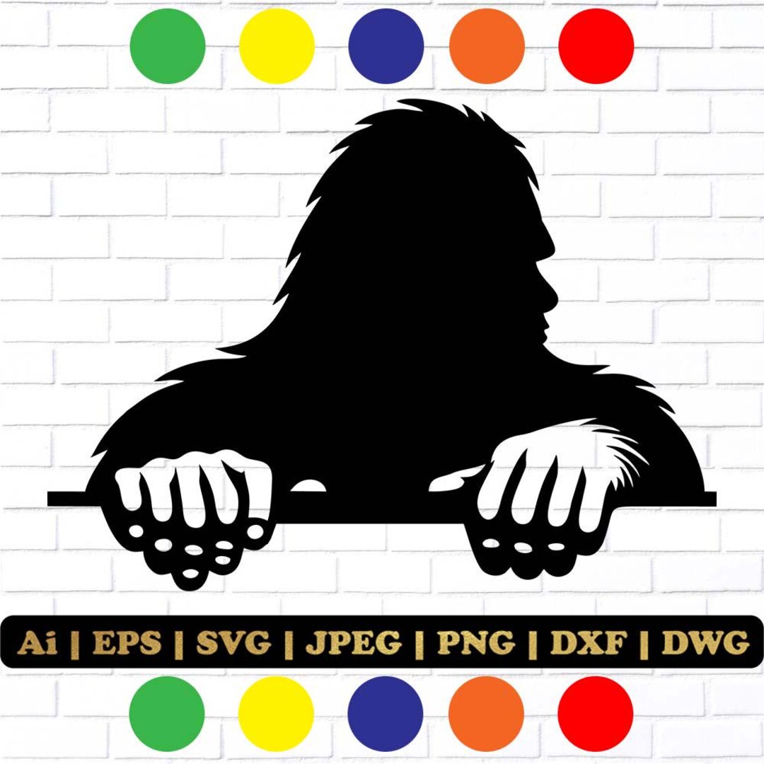 Peeking Giant Sasquatch Bigfoot Svg Png File, the Black Giant Bigfoot ...