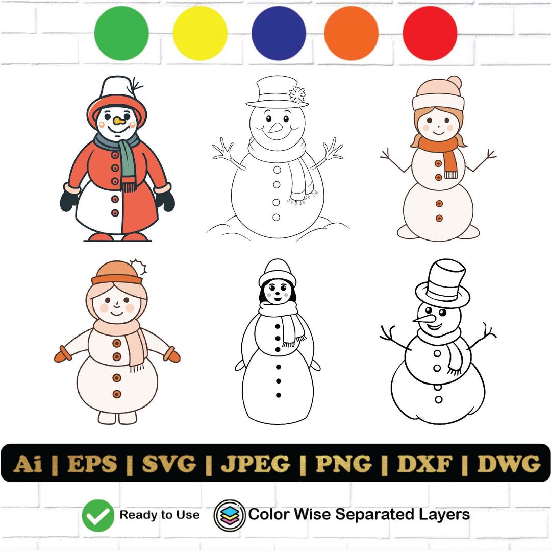 Cute Snowman Girl Svg, Snow Girl Svg, Winter Snow Girl Outline ...