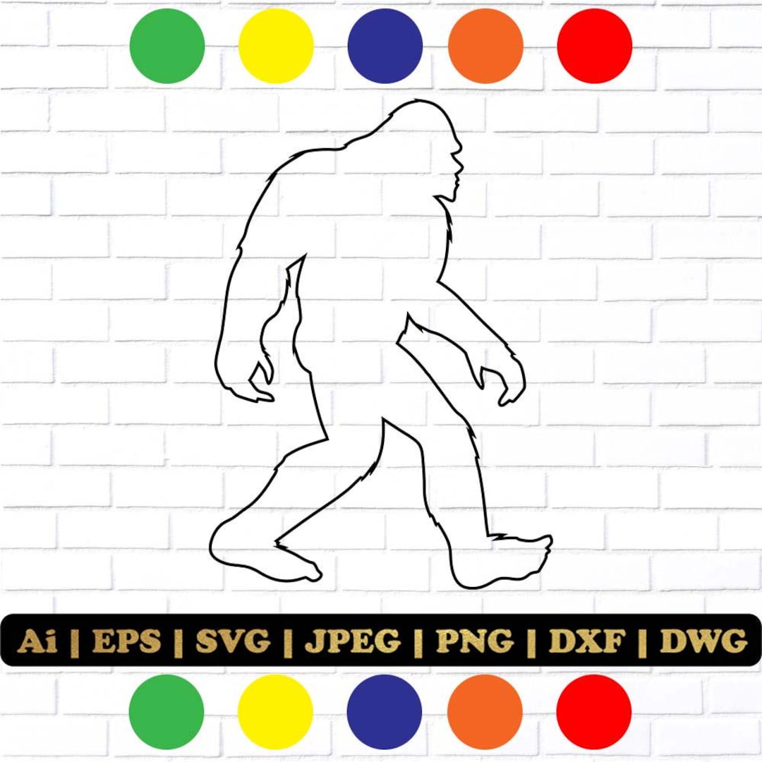 Bigfoot Outline Png Design Sasquatch SVG, Ai, Eps, Files for Auto and Vinyl Decals, Printing, T ...