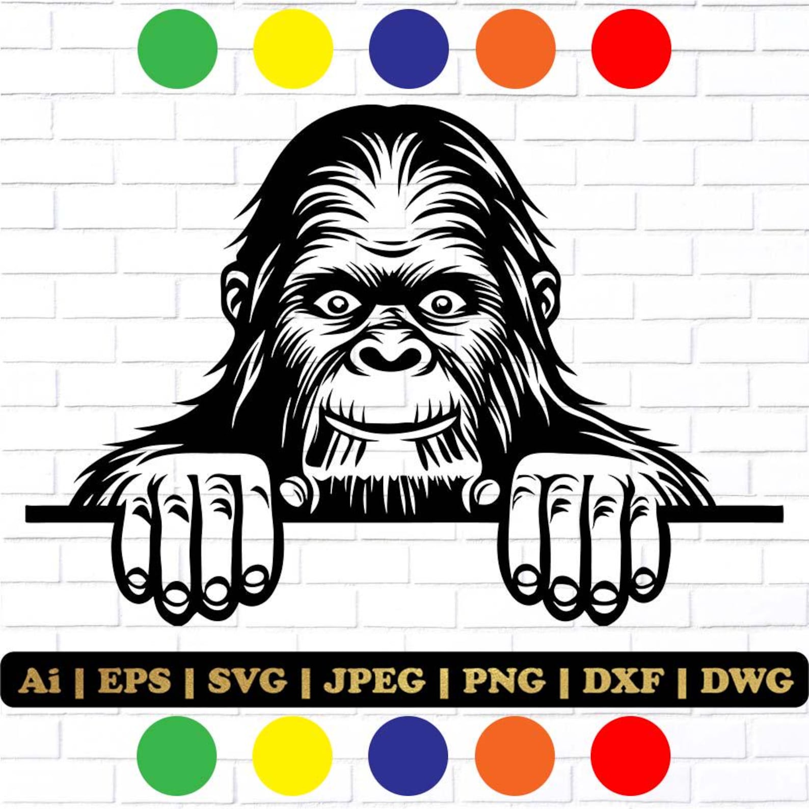 The Bigfoot Peeking Peeker Gaint Sasquatch Svg Png Dxf Eps Vector ...