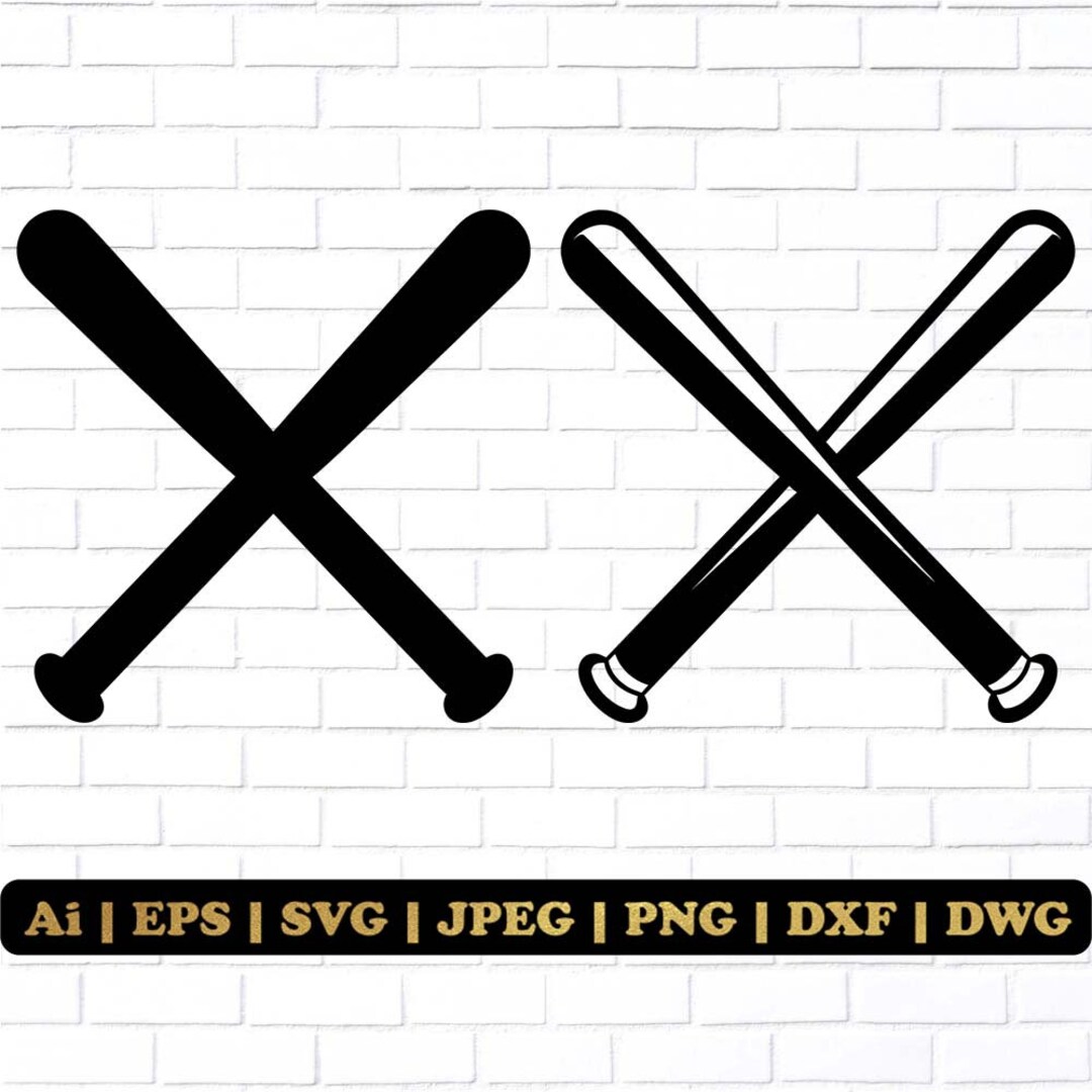 Baseball Bats Cross Svg, Baseball Softball Bats Silhouette Crossed Svg ...