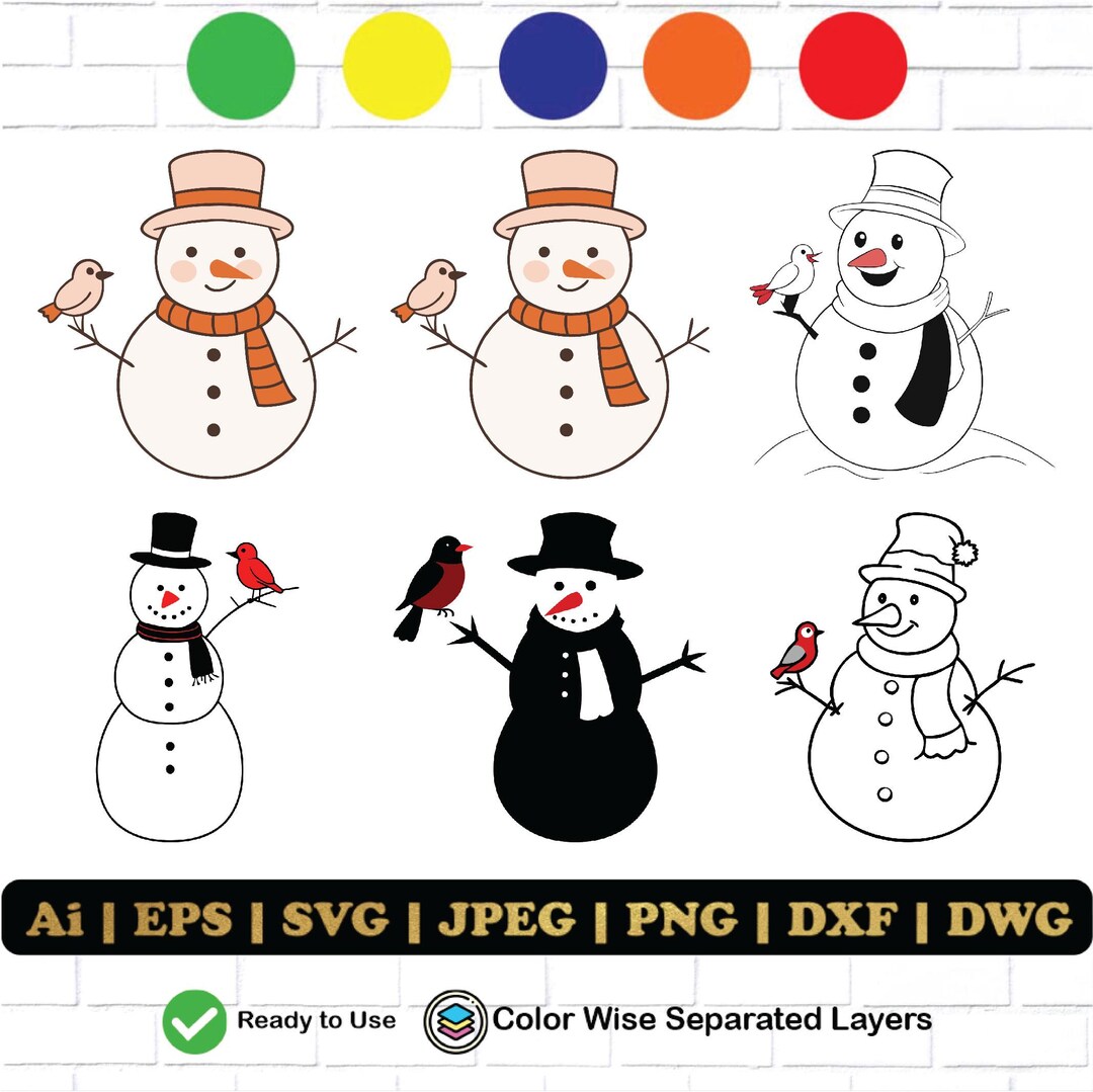 Cute Snowman Red Bird Svg, Reg Bird Svg, Snowman Scarlet Bird Outline ...