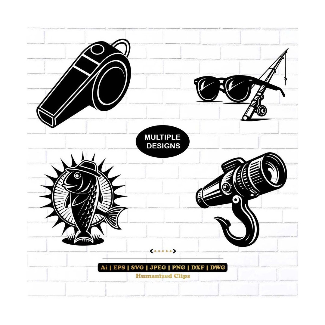 Fish Finder Svg, Bell Svg, Fishing Rod Svg, Fish Hunting Elements Svg ...