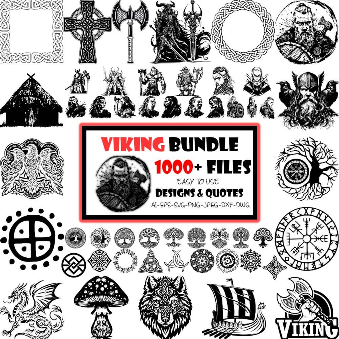 SVG & PNG Set of 1000 Norse Gods Icons Bundle-viking Mythology-hel ...