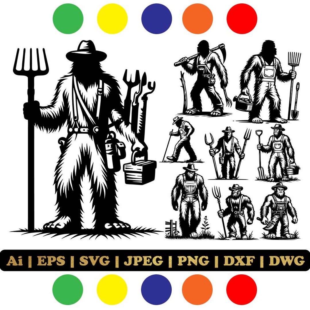 Bigfoot Farmer Svg, Sasquatch Farmer Svg, Patriotic Wild Big Foot ...