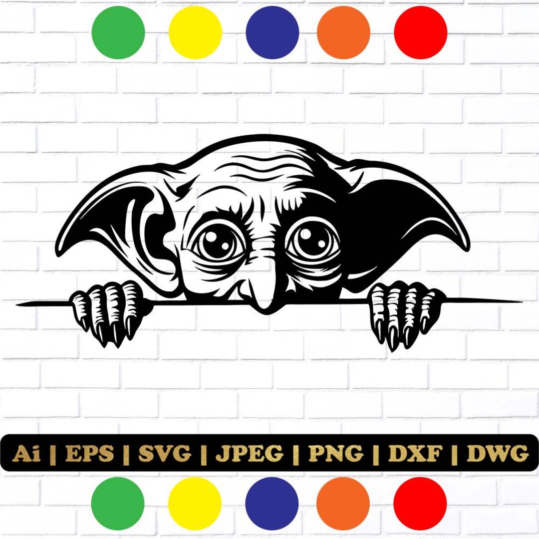 PEEKING DOBBY DESIGN Svg Png File, T-shirt, Sticker, Mug Wrap, Vector ...