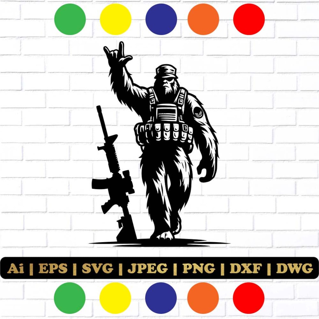Tactical Bigfoot Svg, America Camper Military Patriotic Sasquatch ...