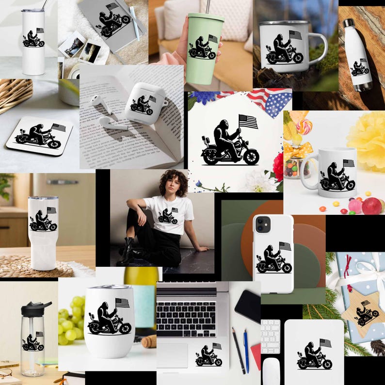 Bigfoot Riding Motorcycle Cut Files, Sasquatch Harley Rider Vector ...