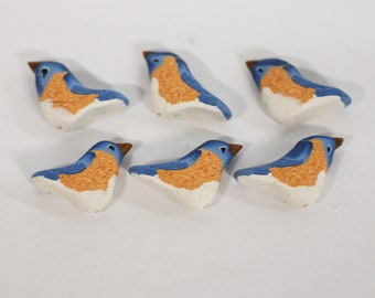 Bird Beads Turquoise Blue Bird Polymer Clay Beads 6 pieces | Etsy