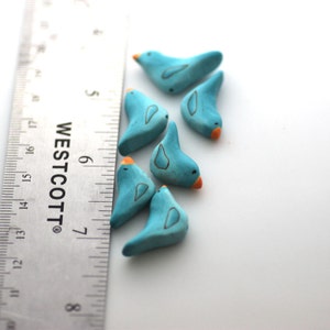 Bird Beads Turquoise Blue Bird Polymer Clay Beads 6 pieces | Etsy