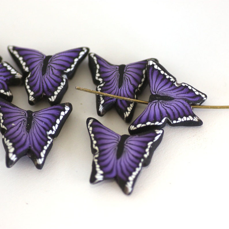 Purple Butterfly Beads Polymer Clay Cane Beads Plum Purple - Etsy