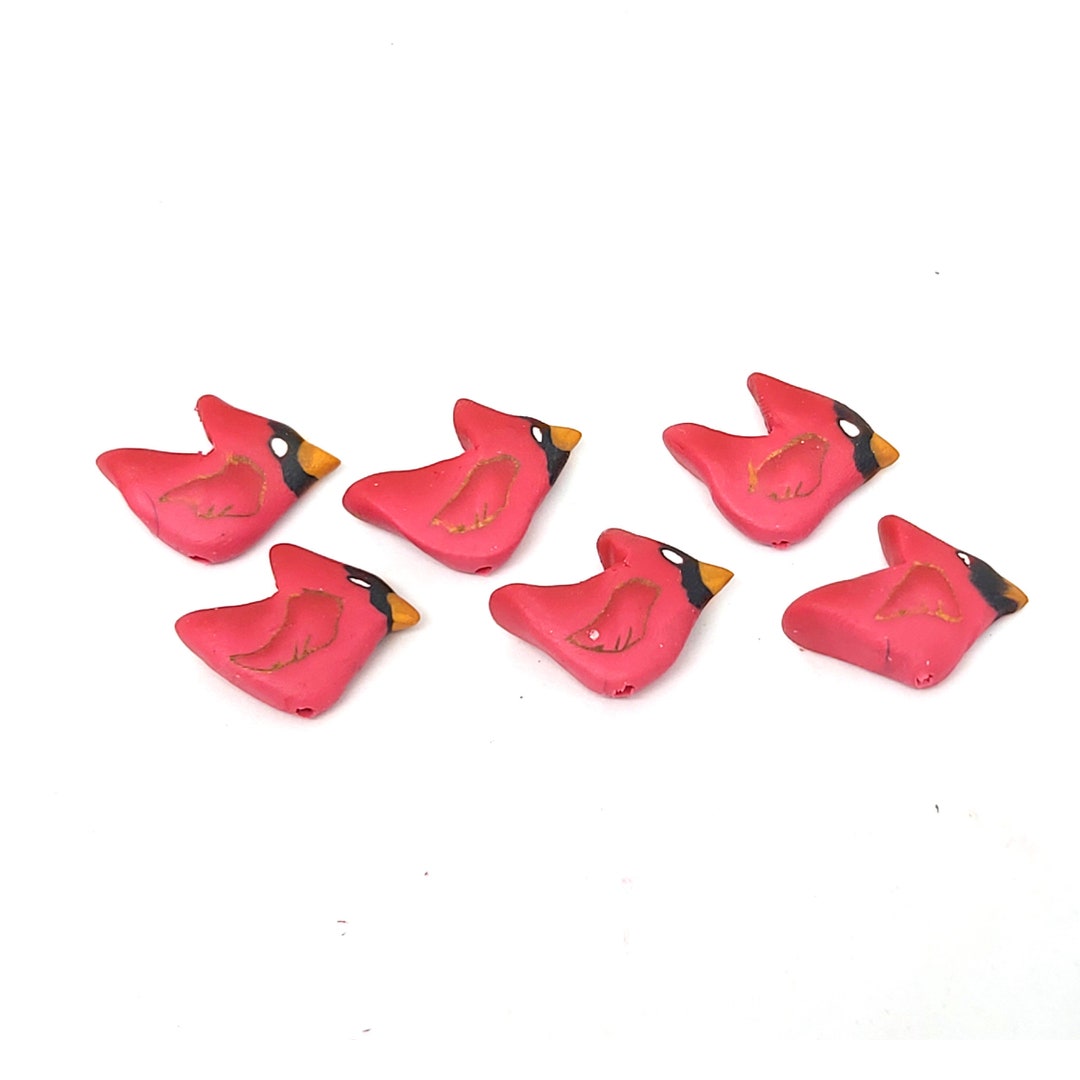 Cardinal Beads, Red Bird Beads, Polymer Clay Birds, 6 Pieces - Etsy