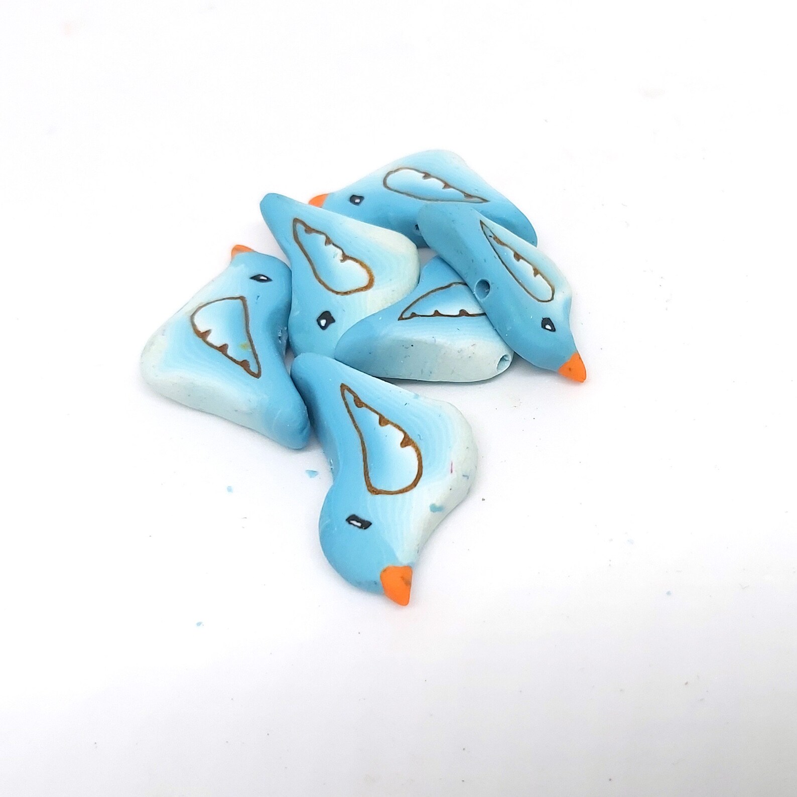Bird Beads Turquoise Blue Bird Polymer Clay Beads 6 Pieces - Etsy