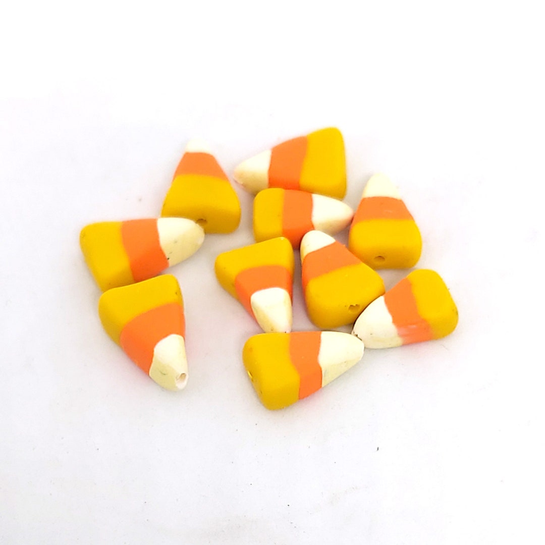 Candy Corn Beads, Polymer Clay Halloween Beads, Halloween Beads, 10 ...