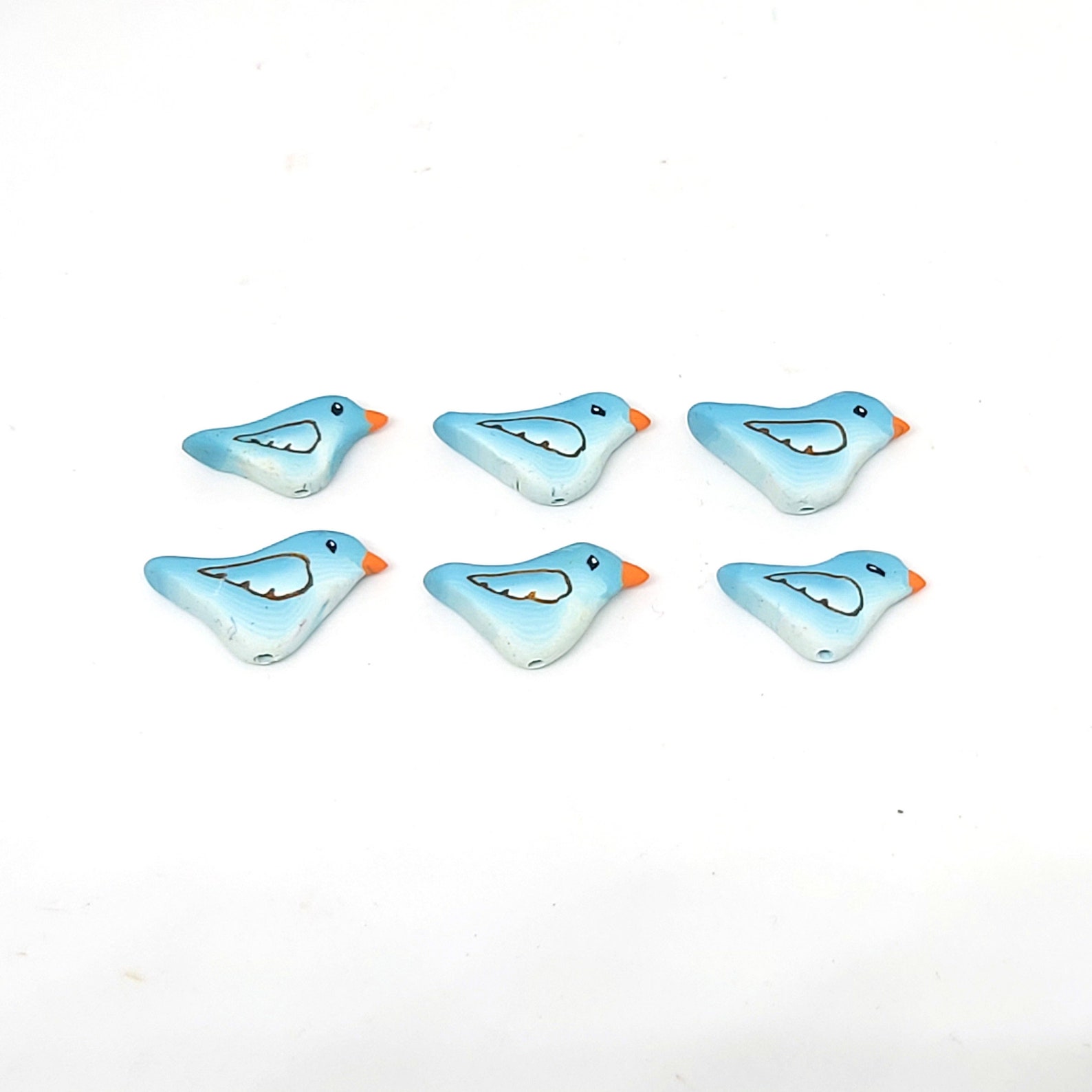 Bird Beads Turquoise Blue Bird Polymer Clay Beads 6 Pieces - Etsy