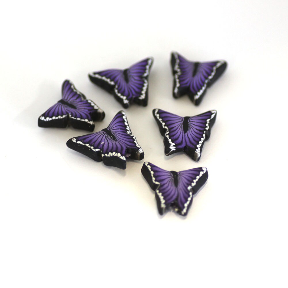 Purple Butterfly Beads Polymer Clay Cane Beads Plum Purple - Etsy