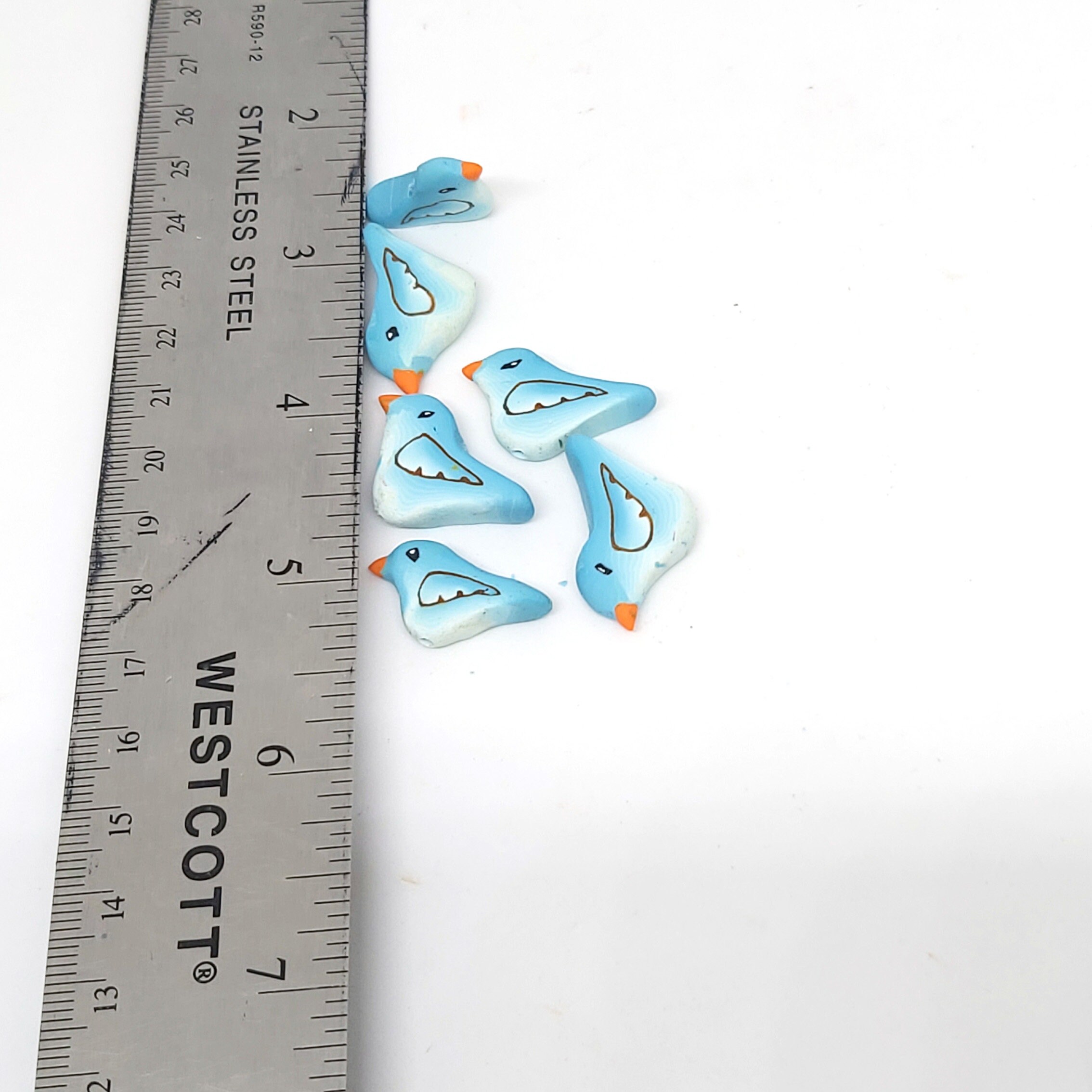 Bird Beads Turquoise Blue Bird Polymer Clay Beads 6 Pieces | Etsy