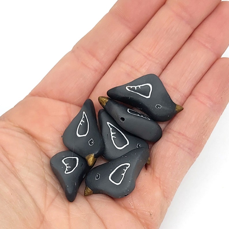 Bird Beads Black Bird Raven Beads Polymer Clay Beads 6 - Etsy