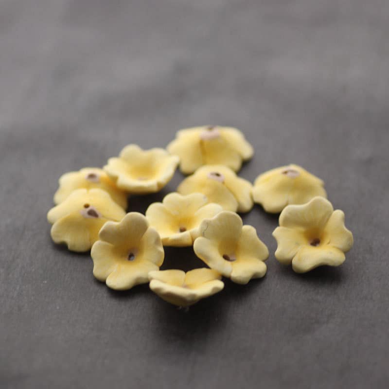 Primrose Beads Polymer Clay Beads Flower Beads Yellow Beads | Etsy