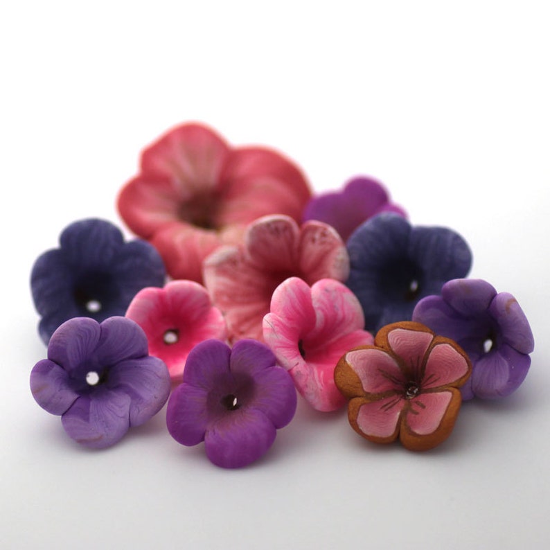 Spring Flowers Polymer Clay Flowers Clay Bead Mix Purple - Etsy
