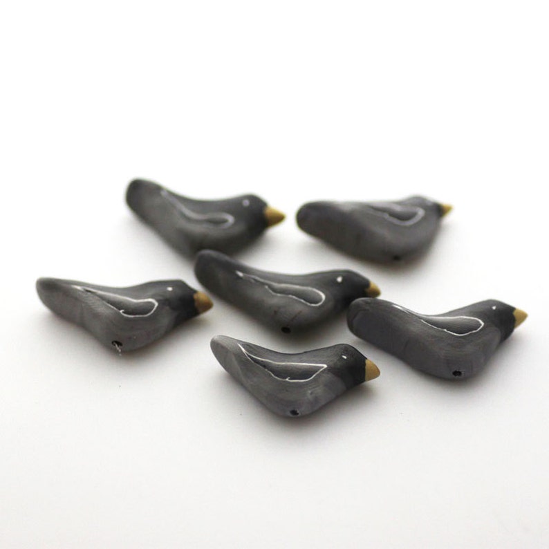 Bird Beads Black Bird Raven Beads Polymer Clay Beads 6 | Etsy