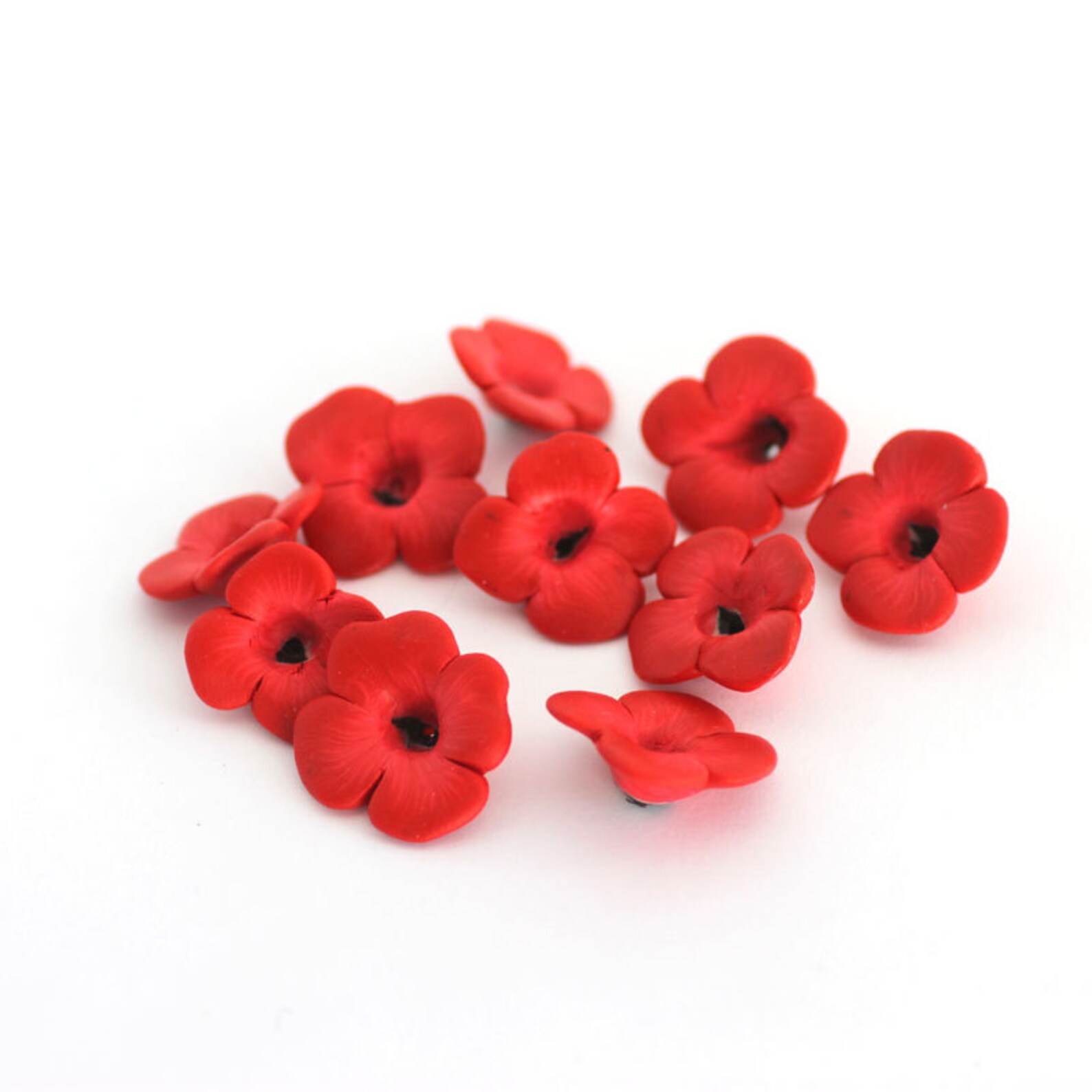 Poppy Beads Polymer Clay Beads Red Flower Beads 10 Pieces - Etsy Canada