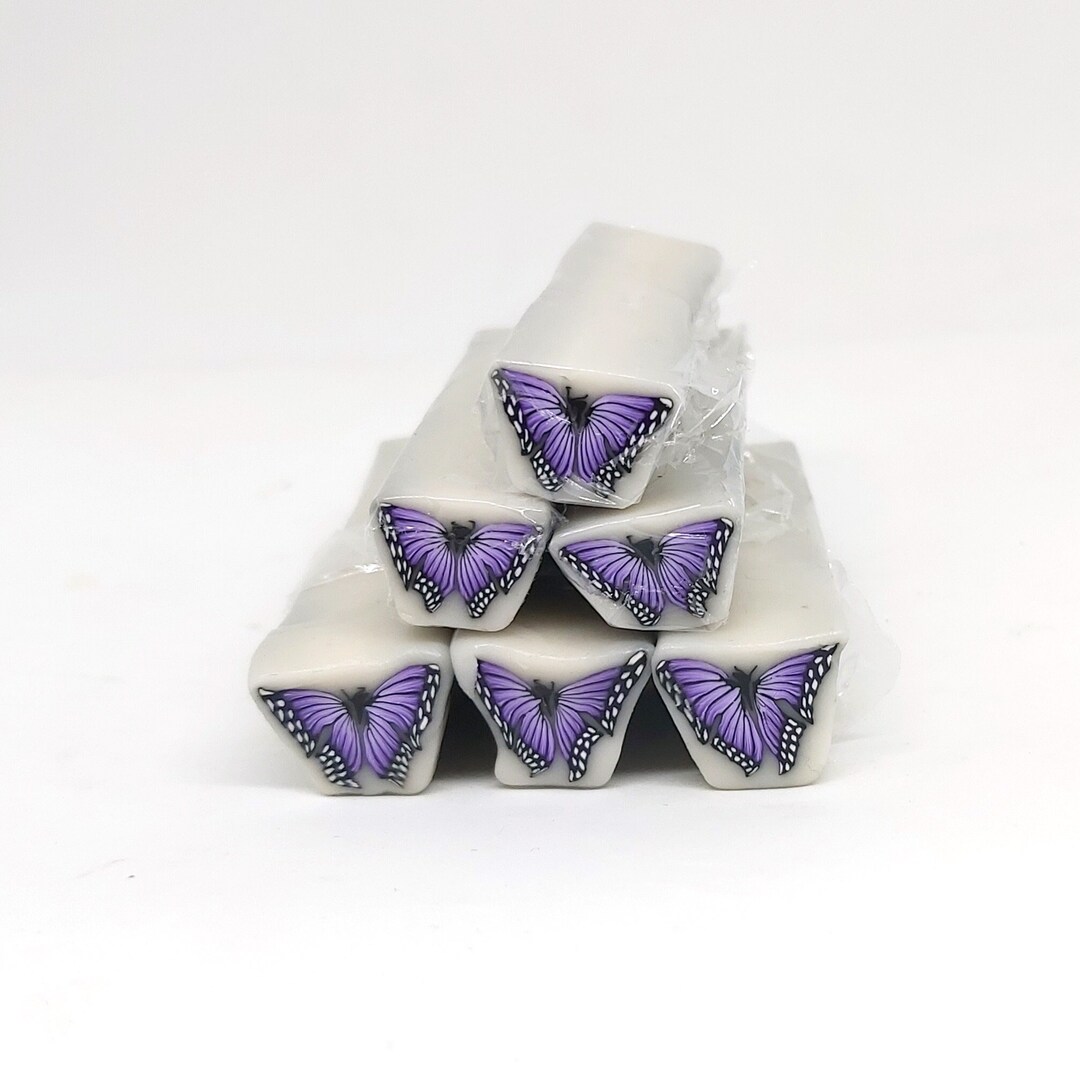 Purple Butterfly Cane, Polymer Clay Flutterby Cane, Raw or Unbaked Clay ...