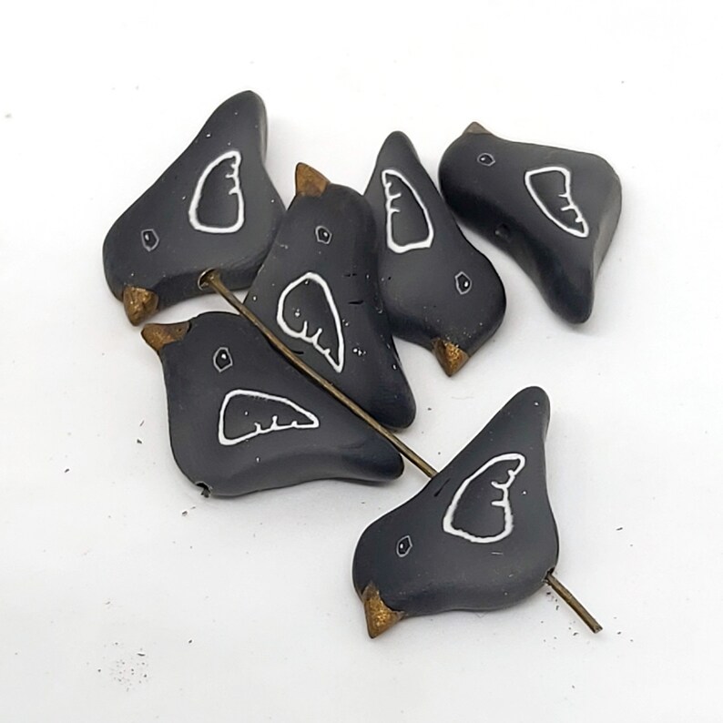 Bird Beads Black Bird Raven Beads Polymer Clay Beads 6 - Etsy