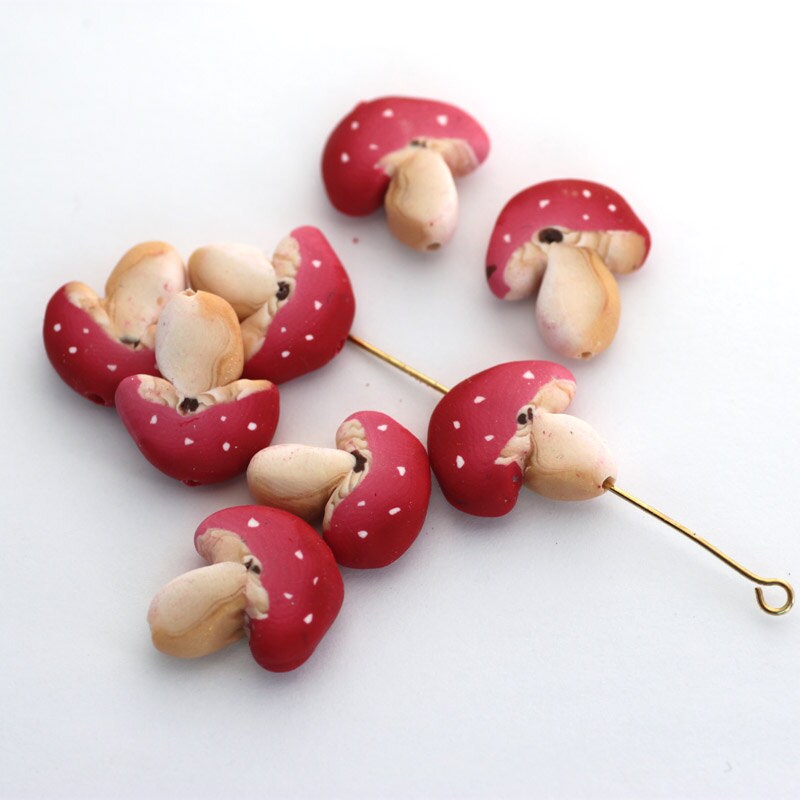 Toadstool Beads Polymer Clay Beads Fairy Toadstool Mushroom - Etsy