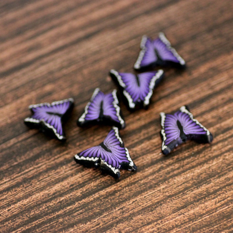 Purple Butterfly Beads Polymer Clay Cane Beads Plum Purple - Etsy