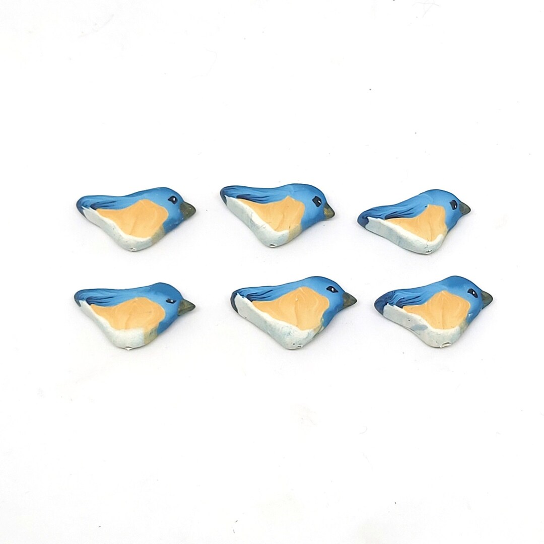 Bluebird Beads, Polymer Clay Bird Beads, 6 Pieces - Etsy
