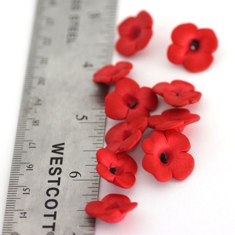 Poppy Beads Polymer Clay Beads Red Flower Beads 10 Pieces - Etsy Canada