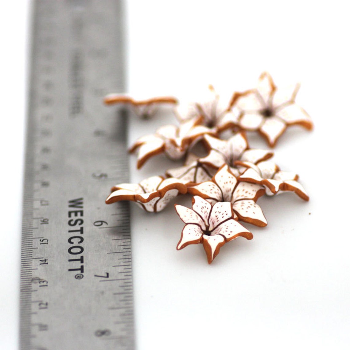 Off White Lily Beads Polymer Clay Beads Flower Beads 10 | Etsy