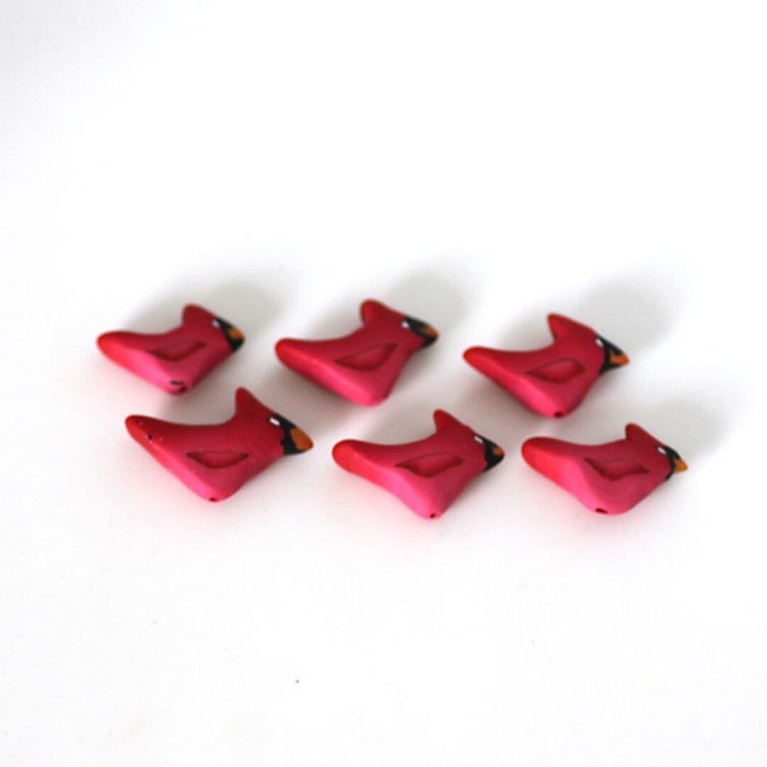 Cardinal Beads Red Bird Beads Polymer Clay Birds 6 Pieces - Etsy