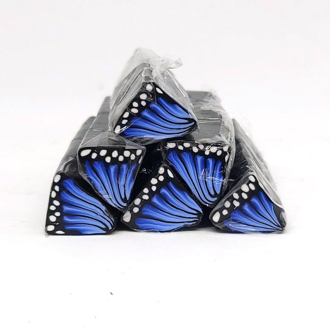 Blue Butterfly Wing Cane, Raw or Unbaked Polymer Clay Flutterby Wing ...