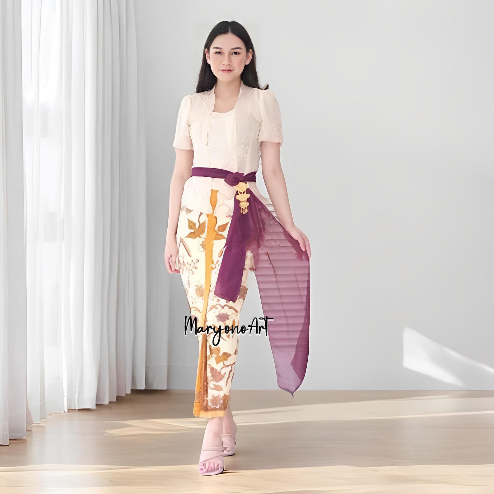 Tinkerbell Kebaya Set Unique Bordir Design With Modern Bell Sleeves ...