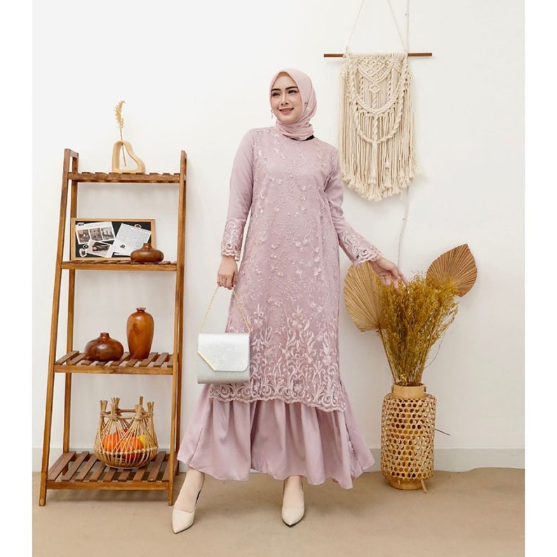 Brocade Gamis Dress Eid, Graduation Party, Women's Maxi Dress Muslimah ...