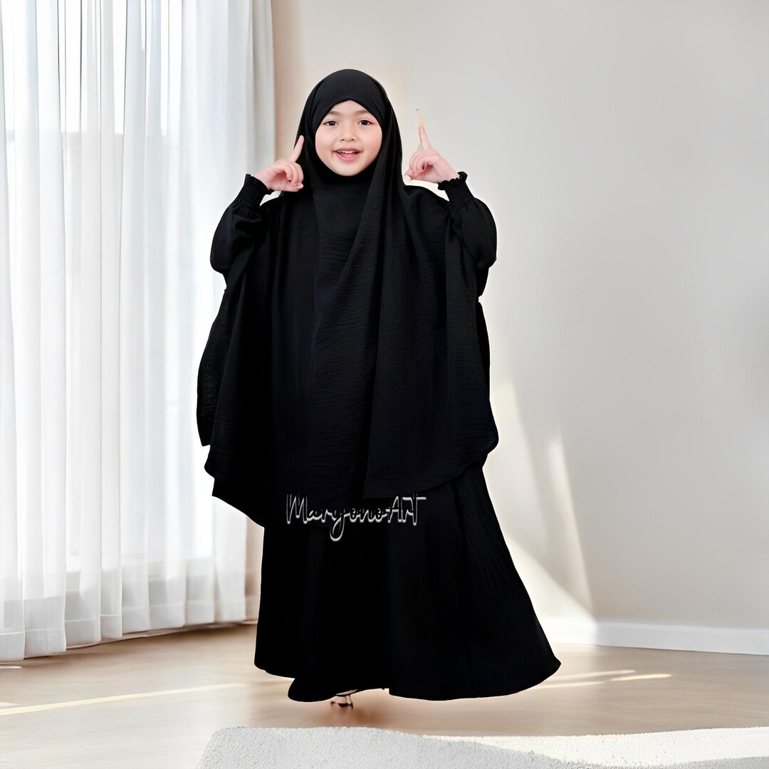 Girls' Gamis Madina Set With French Khimar,kids Modest Wear,muslim Kids ...