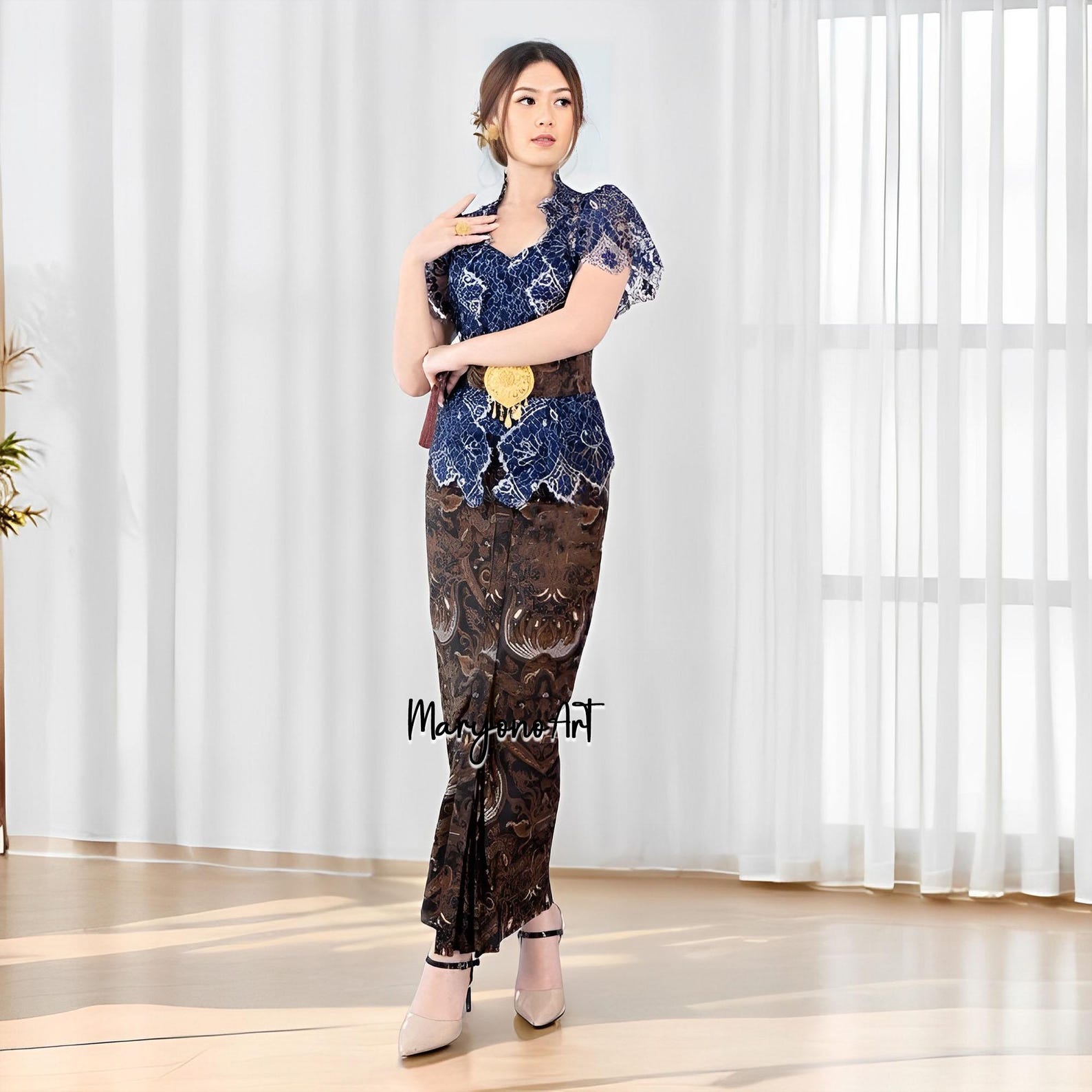 Kebaya Bali Brokat Outline Special Navy Semi Swarovski,bali Kebaya ...
