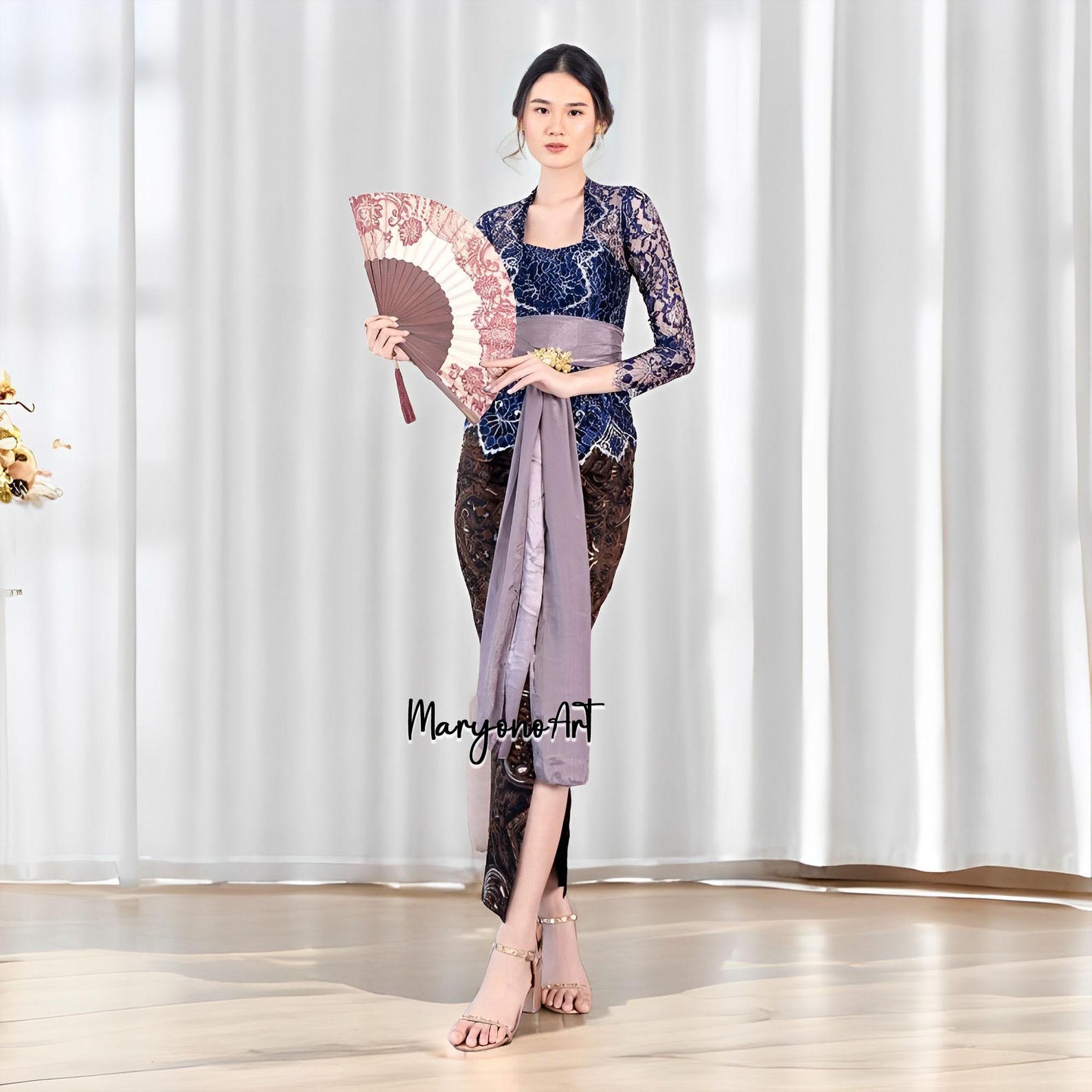 Kebaya Bali Brokat Outline Special Navy Semi Swarovski,bali Kebaya ...