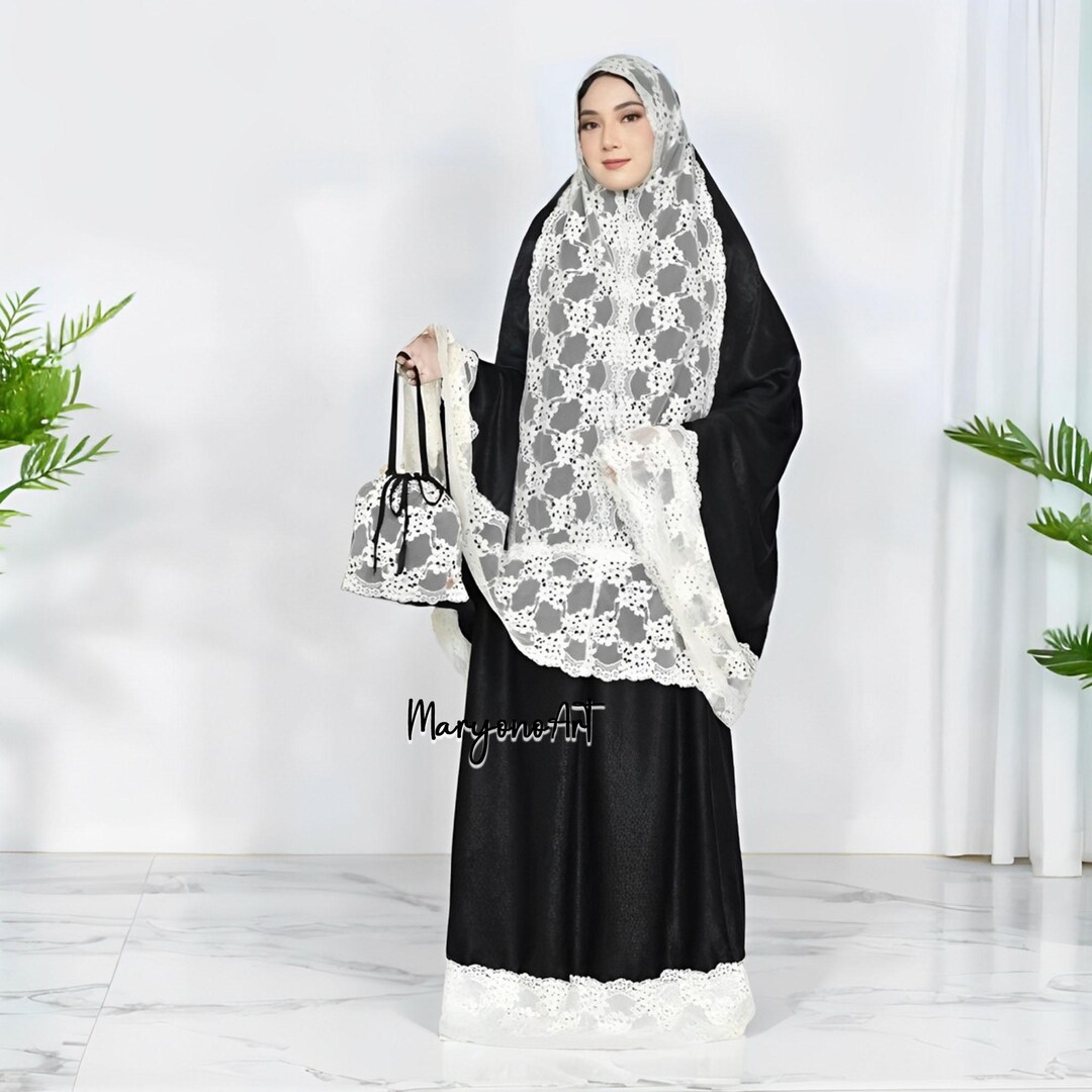 Haneefa Prayer Set Elegant and Comfortable Black Mukena,mukena,muslim ...