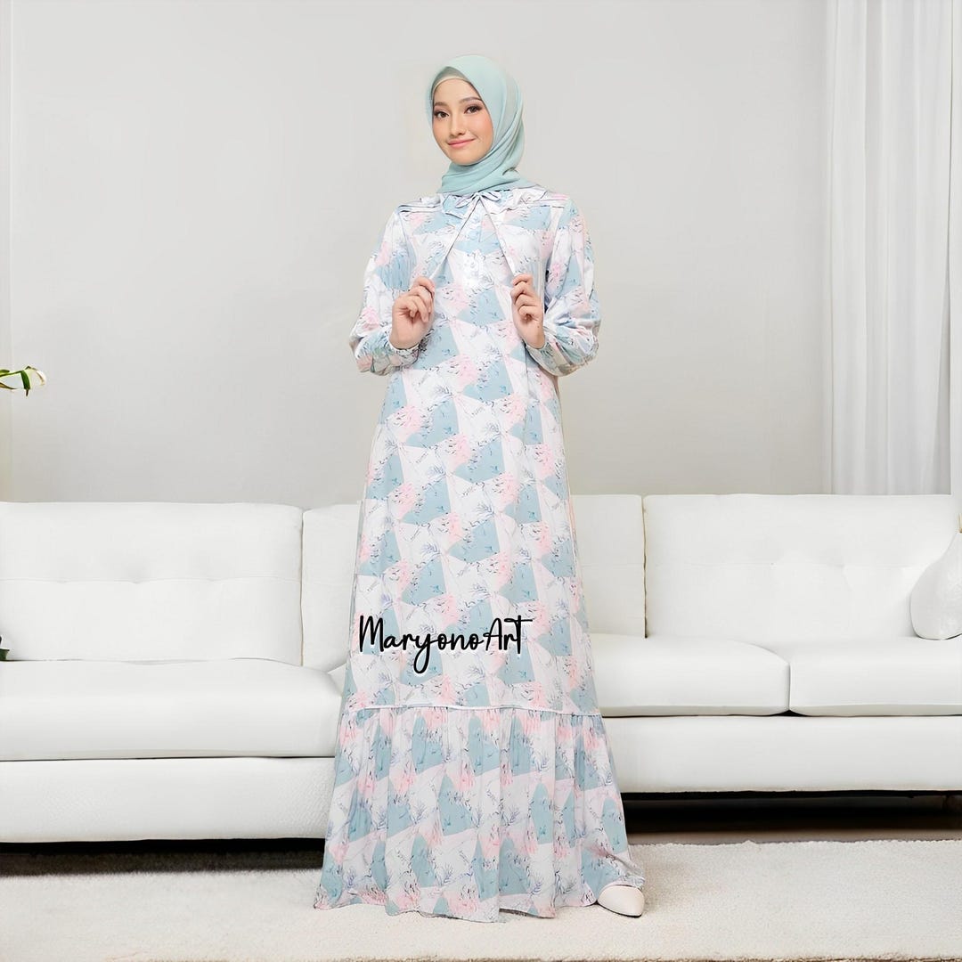 Gamis Yui Dress Muslim Printing Adult Elegant and Comfortable,muslim ...