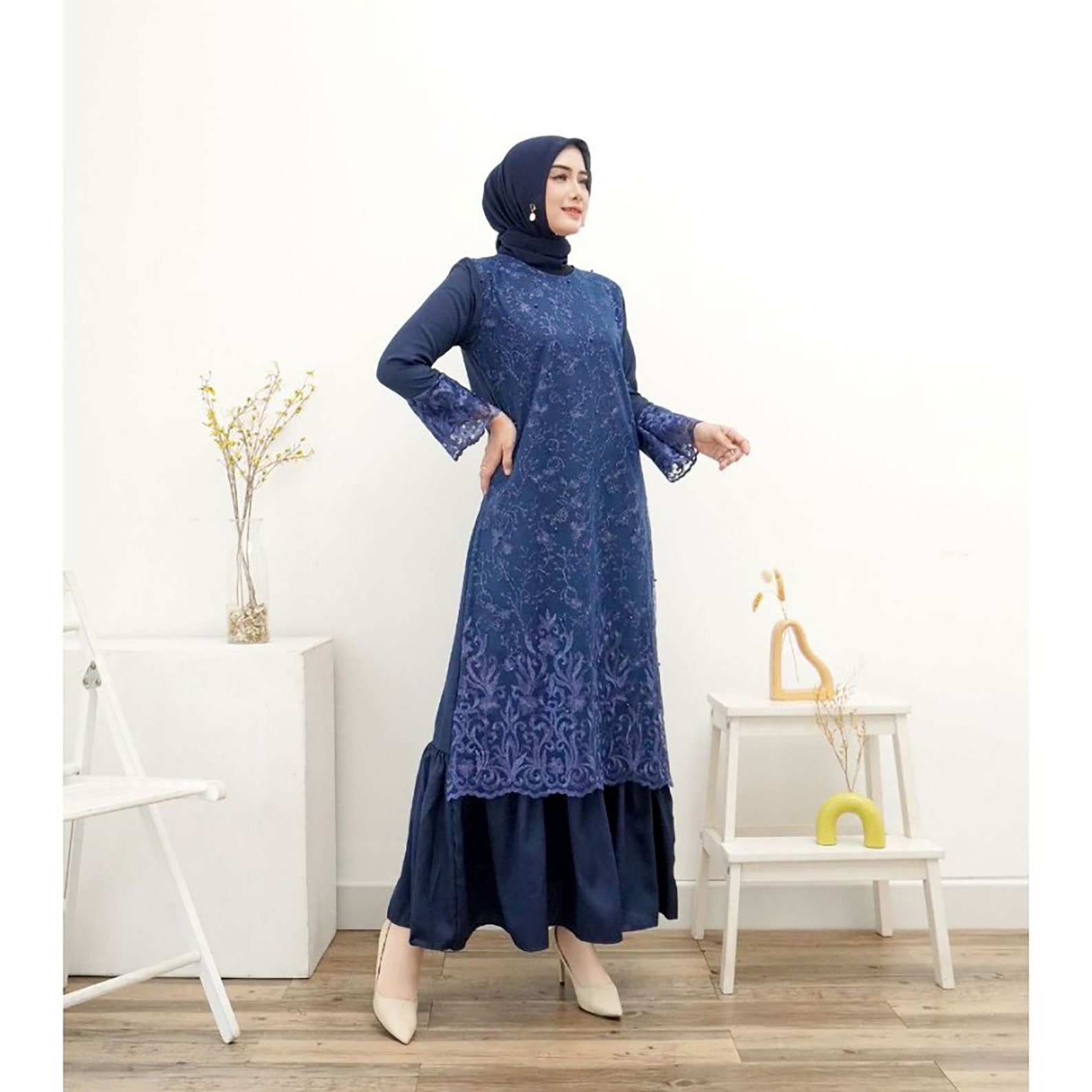 Brocade Gamis Dress Eid, Graduation Party, Women's Maxi Dress Muslimah ...