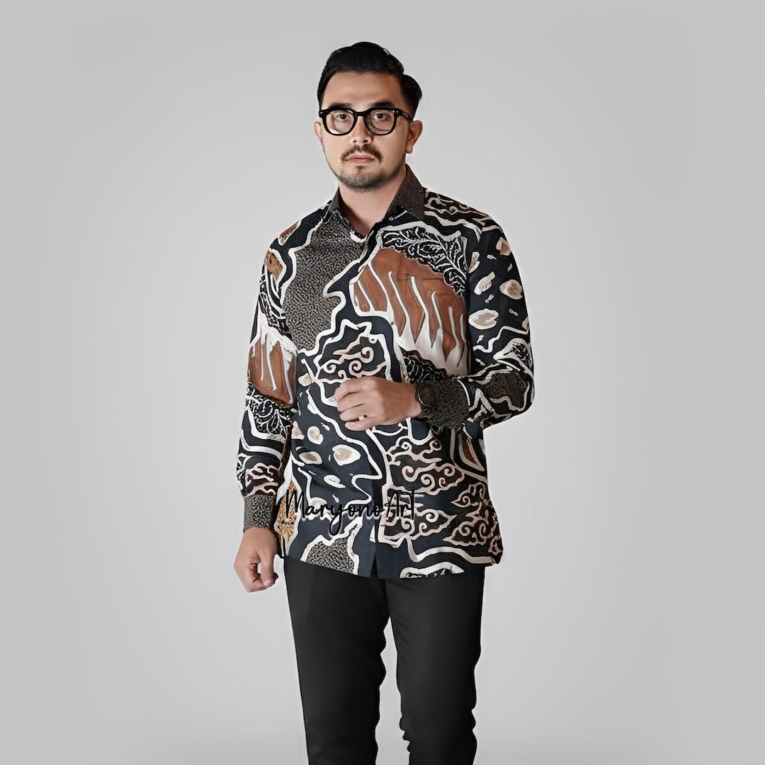 Premium Indonesian Batik Shirt Men Toba II Long Sleeve Cotton Shirt ...