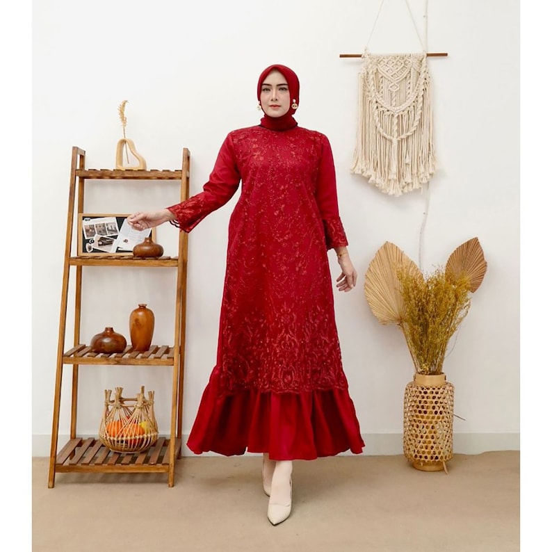 Brocade Gamis Dress Eid, Graduation Party, Women's Maxi Dress Muslimah ...