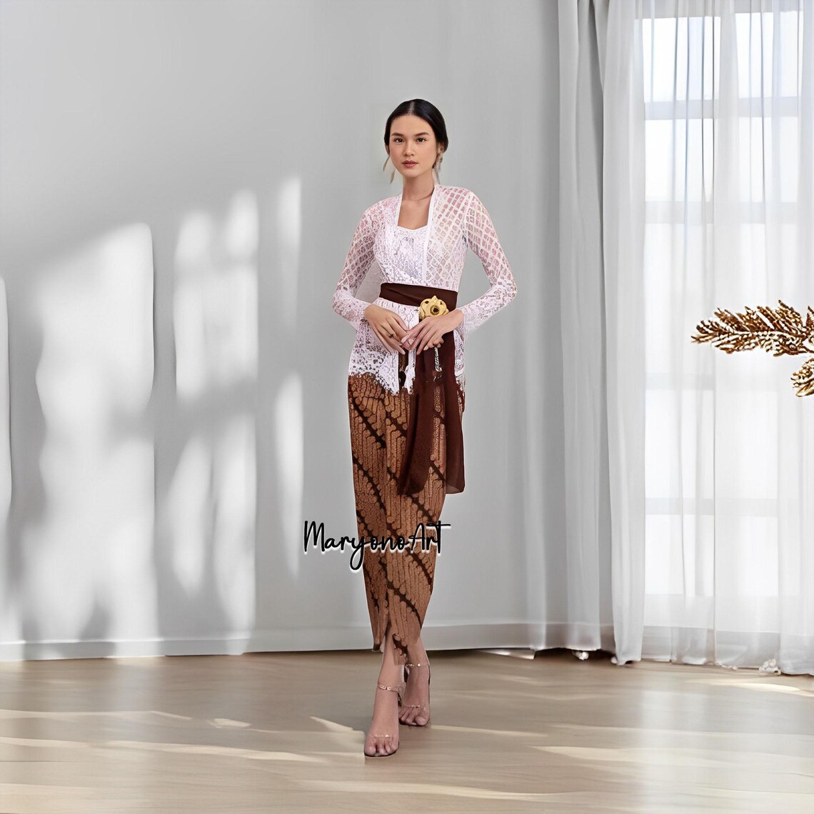 White Semi Italian Batik Set Matching Outfit for Formal Events,bali ...