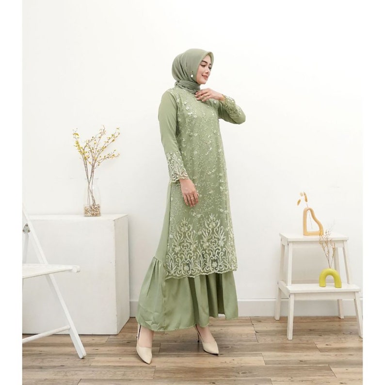 Brocade Gamis Dress Eid, Graduation Party, Women's Maxi Dress Muslimah ...