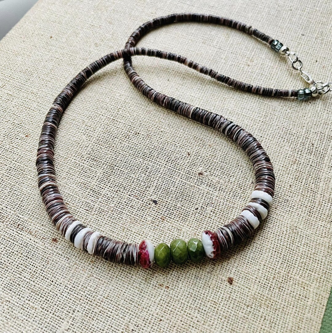 Litob Shell Puka Purple Spiny Oyster and Jade - Gemstone Necklace ...