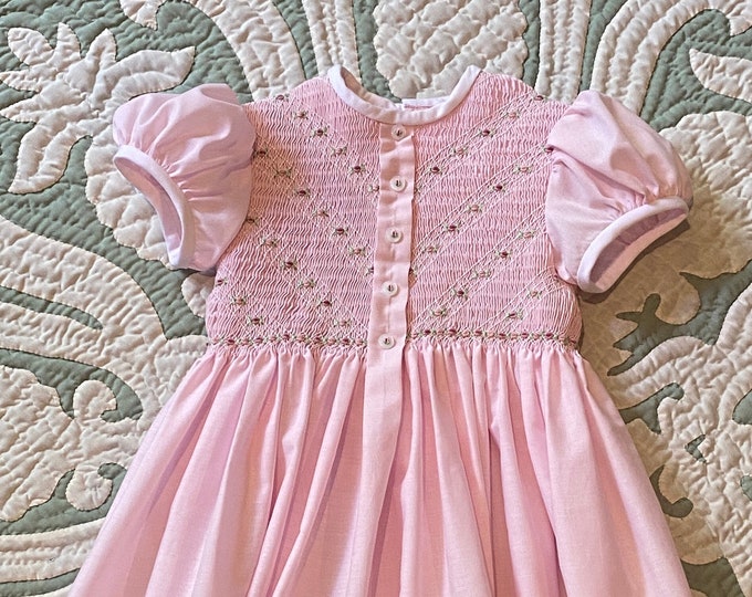 Size 2 Hand Smocked Pink Dress, Handsewn Classic Girls Party Dress ...