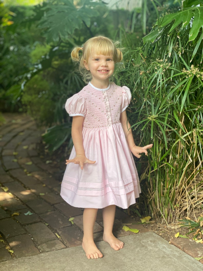 Size 2 Hand Smocked Pink Dress, Handsewn Classic Girls Party Dress ...